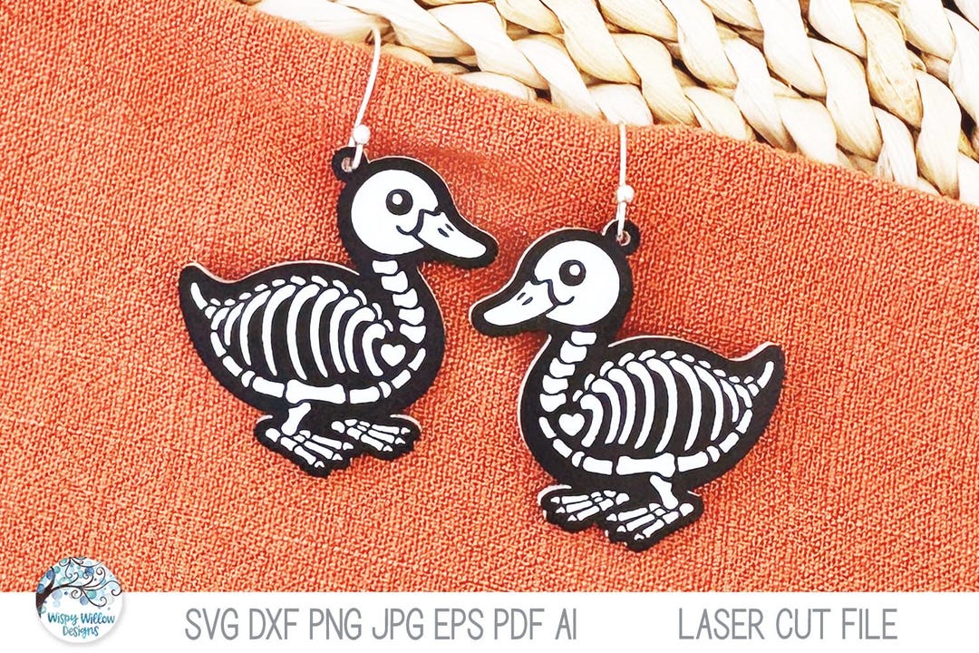 Duck Skeleton Earring SVG File for Laser Cutter, Spooky Halloween ...