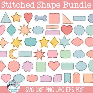 Stitched Shape SVG Bundle for Cricut, Die Cut Cardmaking Silhouette ...