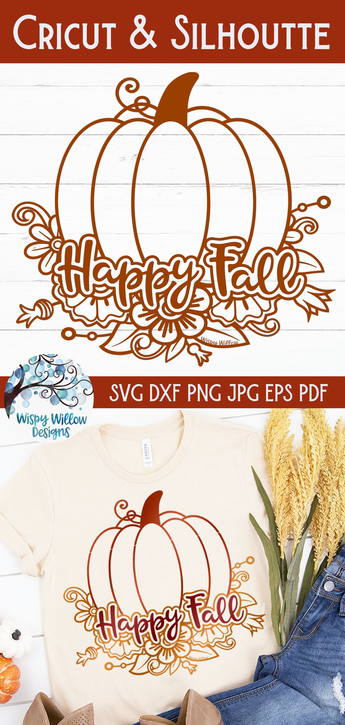 Happy Fall Floral Pumpkin SVG Fall Svg Happy Fall Svg Fall | Etsy