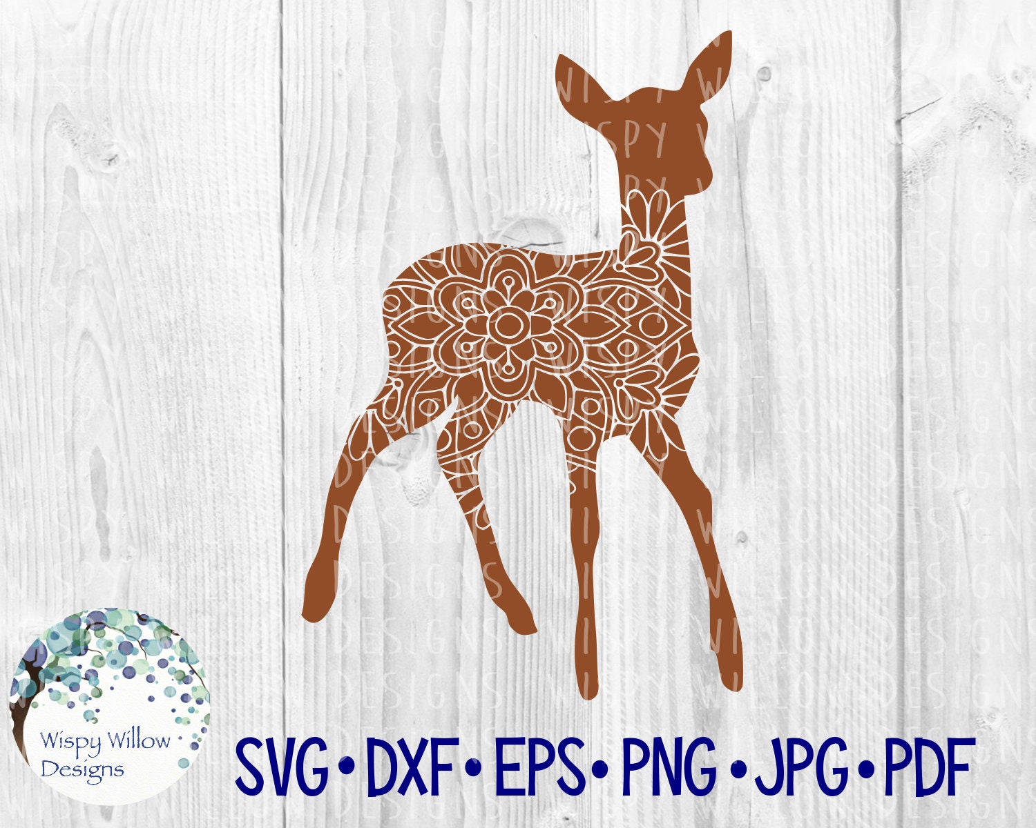 Deer Mandala SVG, Floral Doe SVG for Cricut, Mandala Animal PNG ...