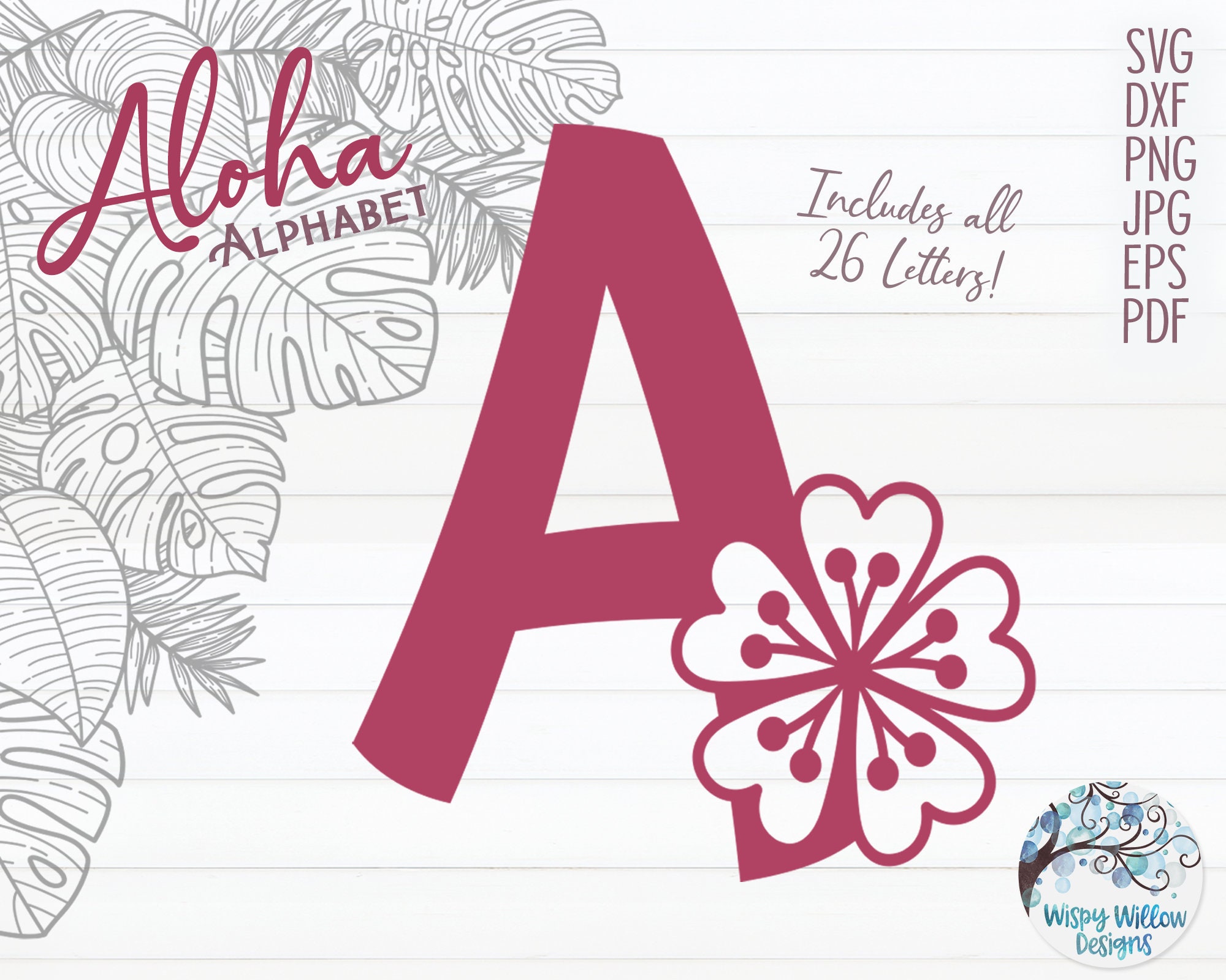 Aloha Alphabet SVG Bundle Floral Letters Monogram Letters | Etsy
