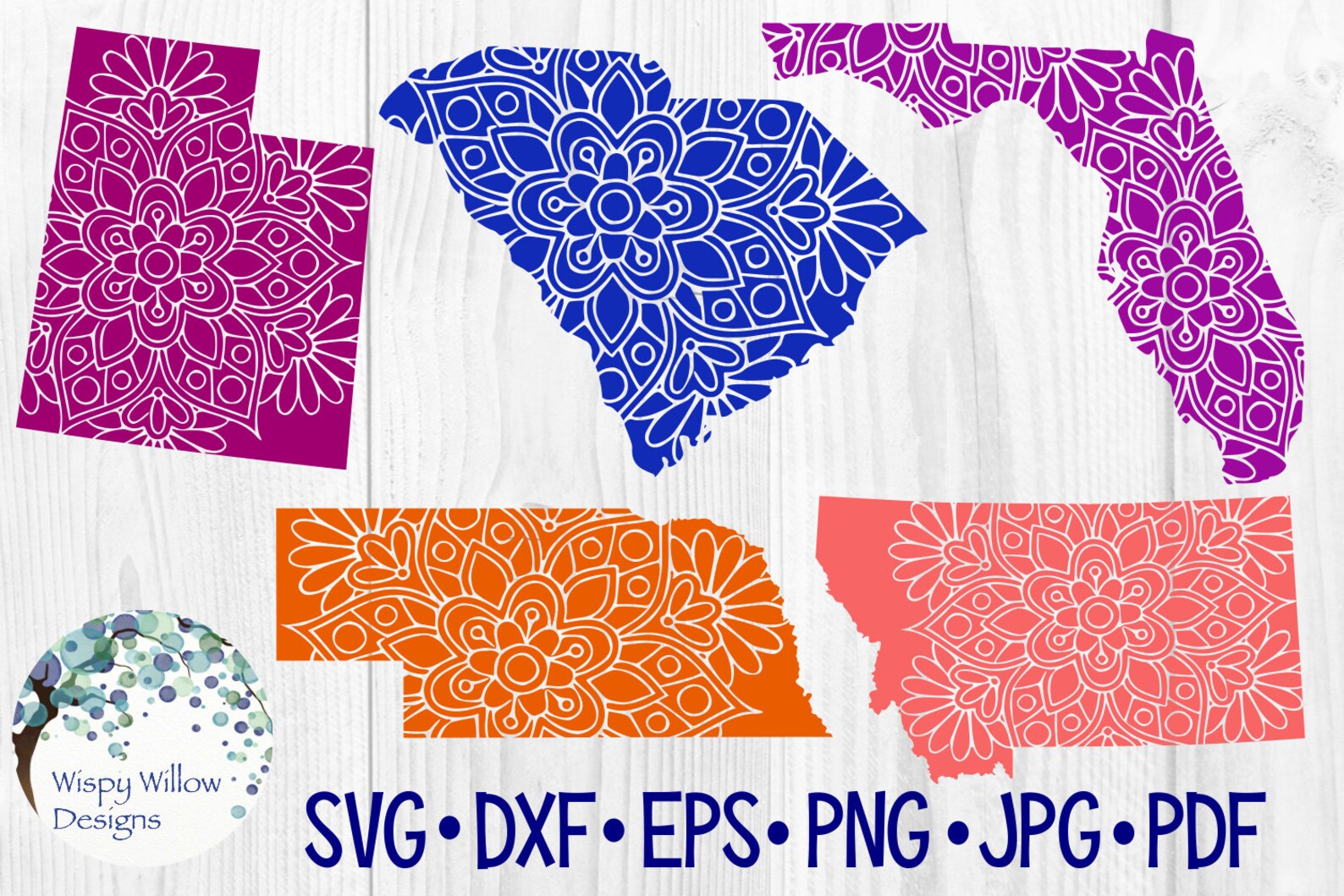 50 States Mandala SVG Bundle USA Mandala Svg DXF Png 50 - Etsy