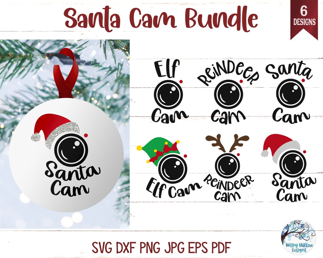 Santa Cam SVG Bundle, Elf Cam Svg, Reindeer Cam SVG, Santa Cam Ornament ...