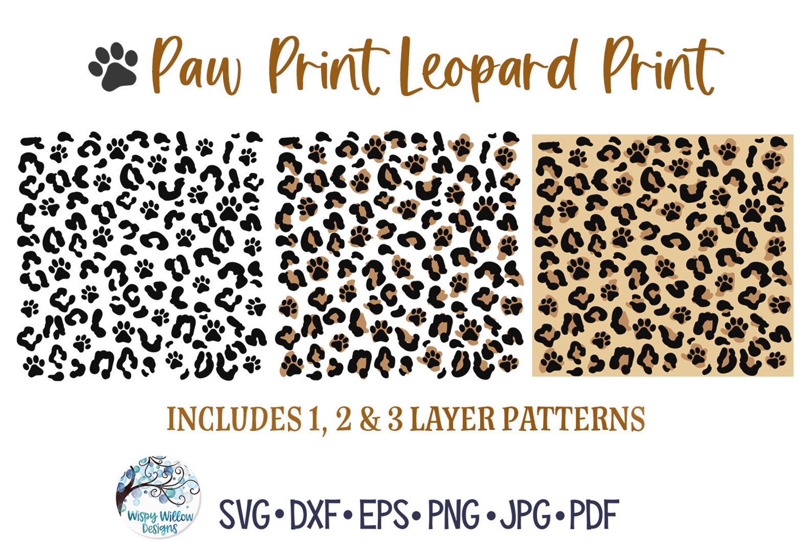 Paw Print Leopard Print SVG Bundle for Cricut Dog and Cat - Etsy