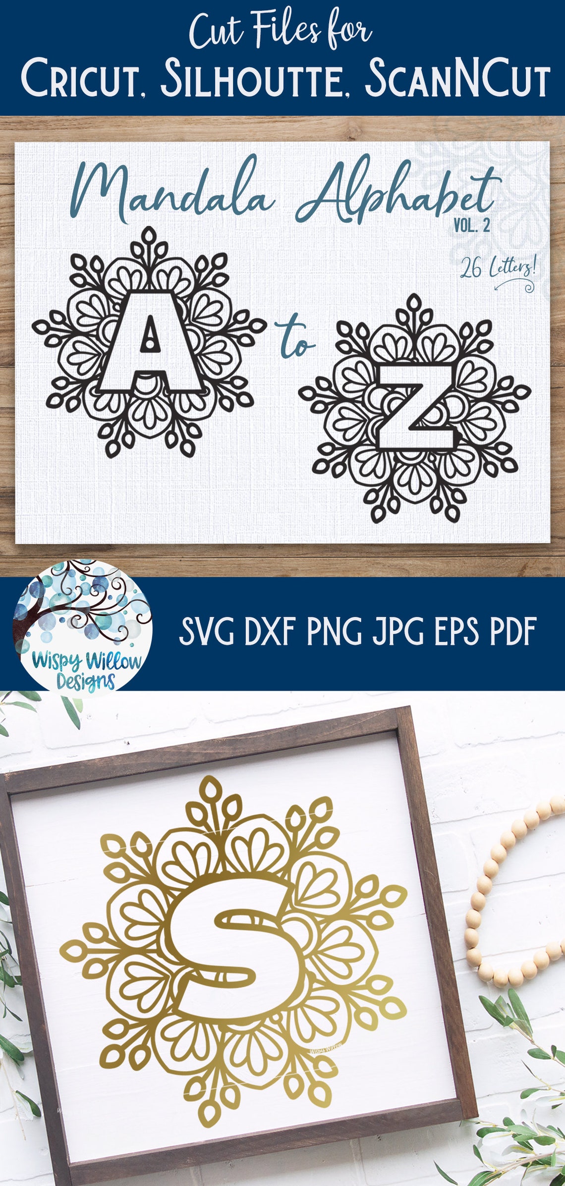 Mandala Alphabet SVG Bundle A to Z SVG Letters Mandala | Etsy