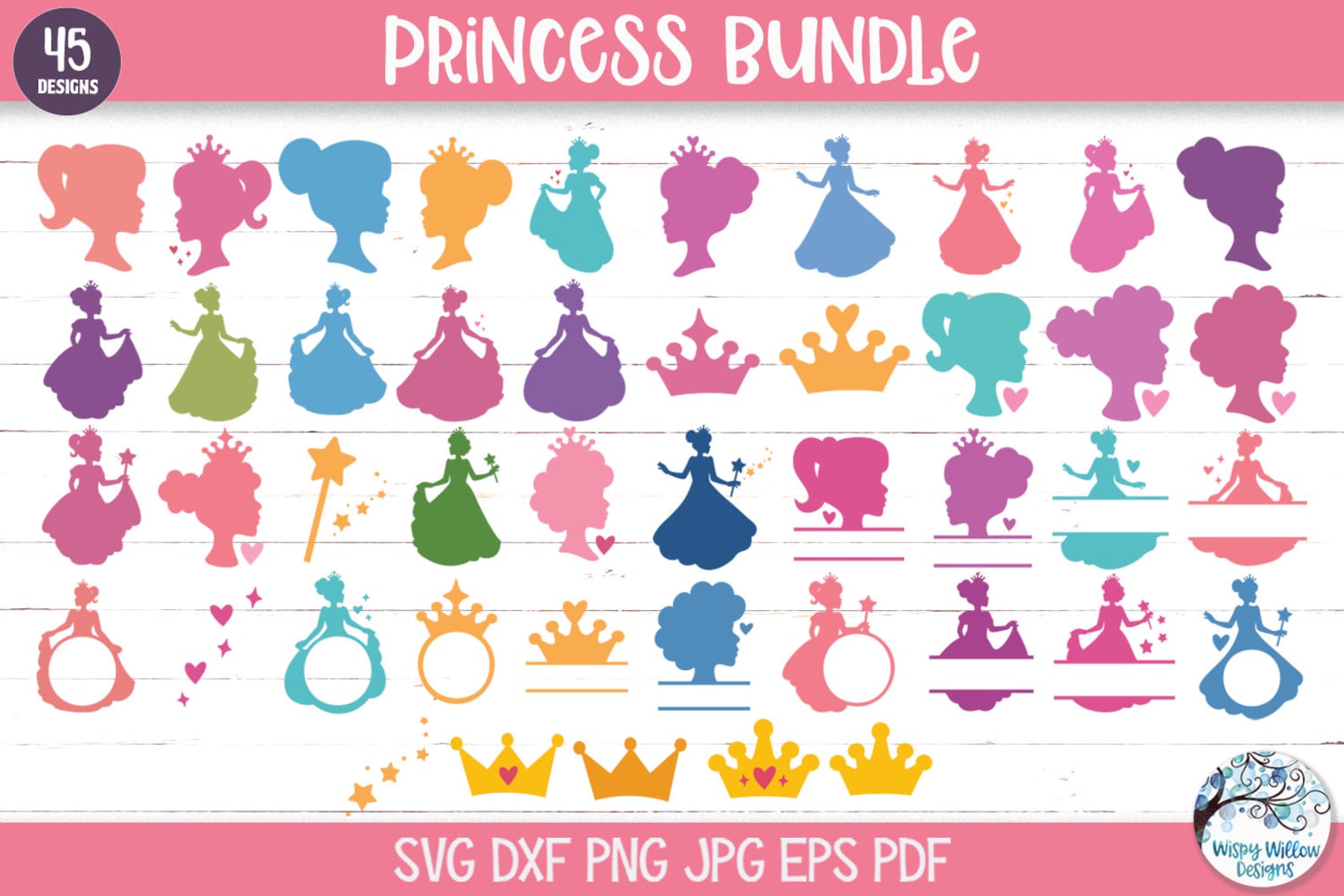 Princess SVG Bundle for Cricut, Pretty Princess Silhouette Svgs ...