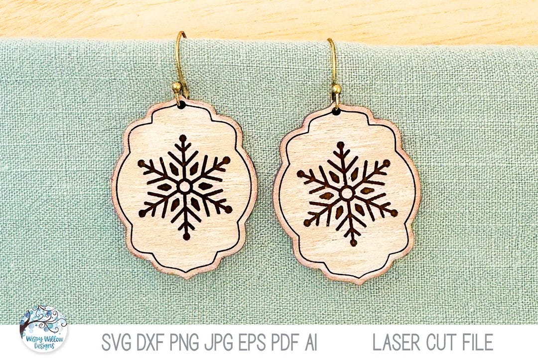Snowflake Earring SVG for Glowforge or Laser Cutter, Farmhouse Rustic ...