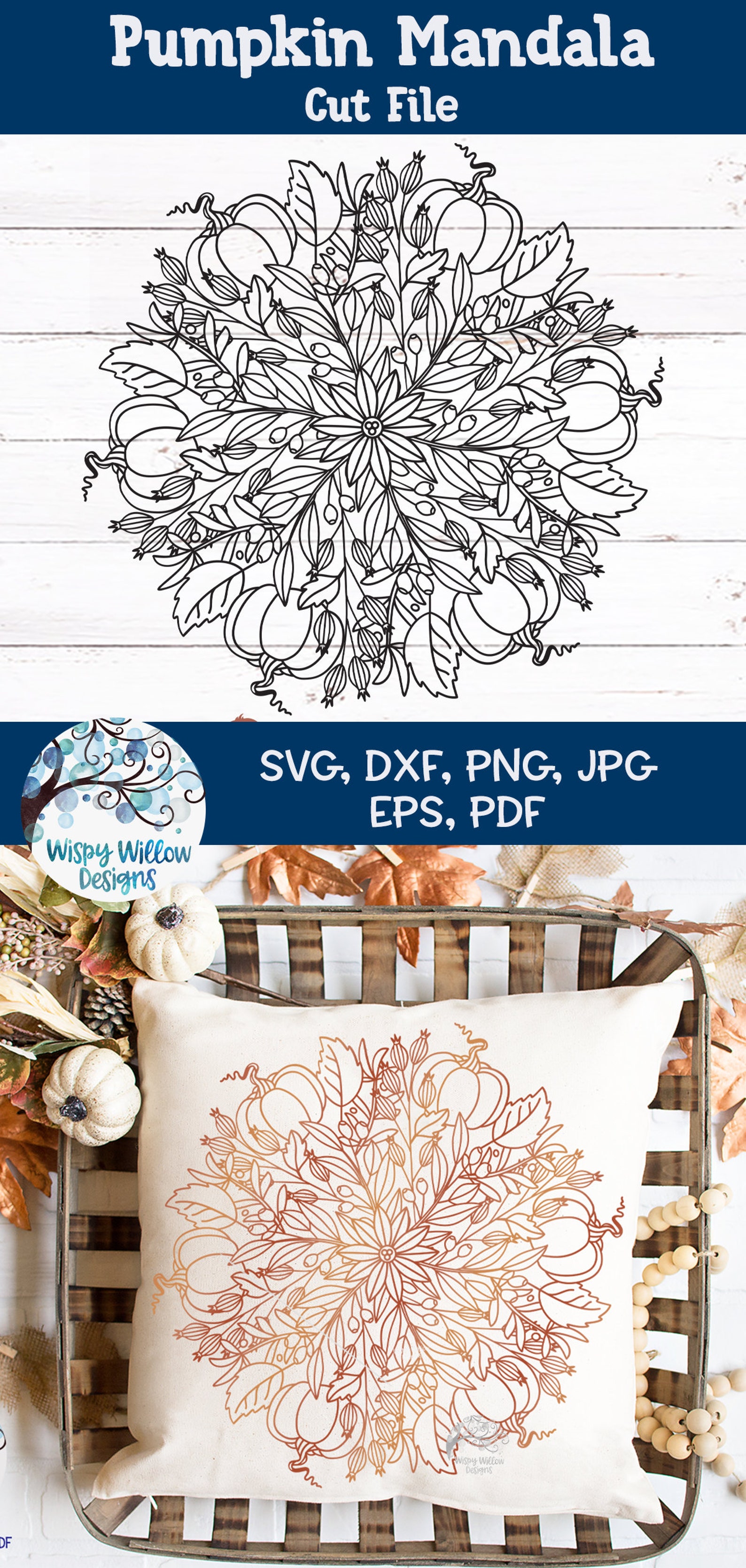 Pumpkin Mandala SVG, Fall Svg, Fall Mandala Svg, Fall Zentangle ...