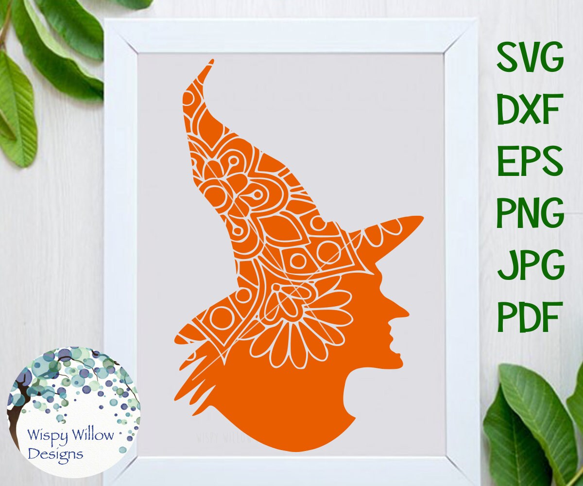 Witch Mandala SVG Dxf Png Eps Jpg Halloween Witch | Etsy