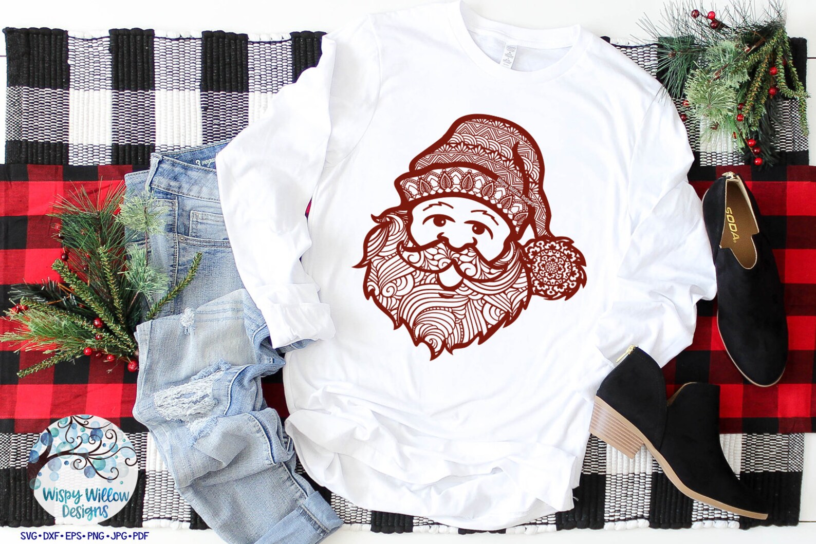 Santa Zentangle SVG Mandala Santa Claus SVG Santa Mandala - Etsy