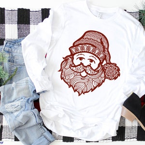Santa Zentangle SVG, Mandala Santa Claus SVG, Santa Mandala, Christmas ...