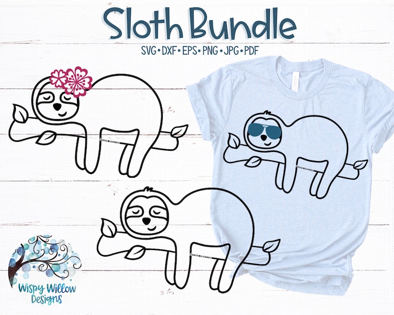 Sloth SVG Bundle Sloth With Flower Svg Sleeping Sloth Svg - Etsy