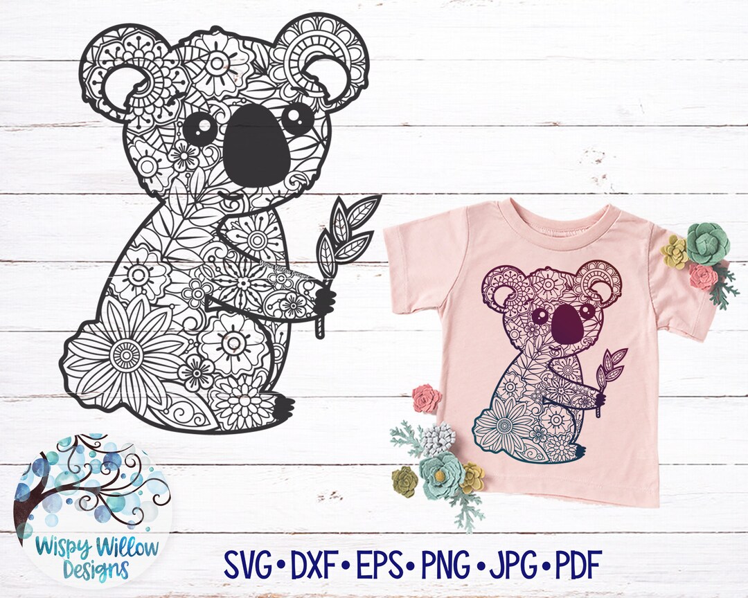 Koala Zentangle SVG, DXF, Koala Mandala Svgs, Floral Koala, Koala With ...