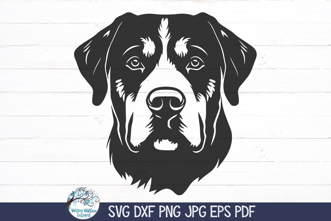 Rottweiler SVG, Big Dog Face Clipart, Dog Silhouette PNG, Vinyl Decal ...