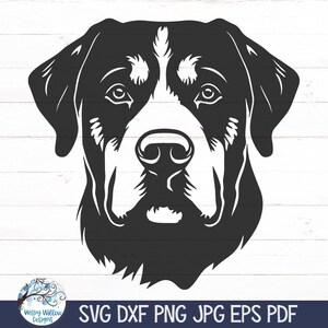 Rottweiler SVG, Big Dog Face Clipart, Dog Silhouette PNG, Vinyl Decal ...
