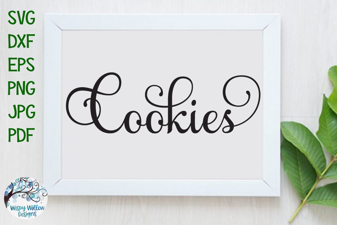 Cookies SVG File for Cricut, Kitchen Pantry Label, Cursive Word ...