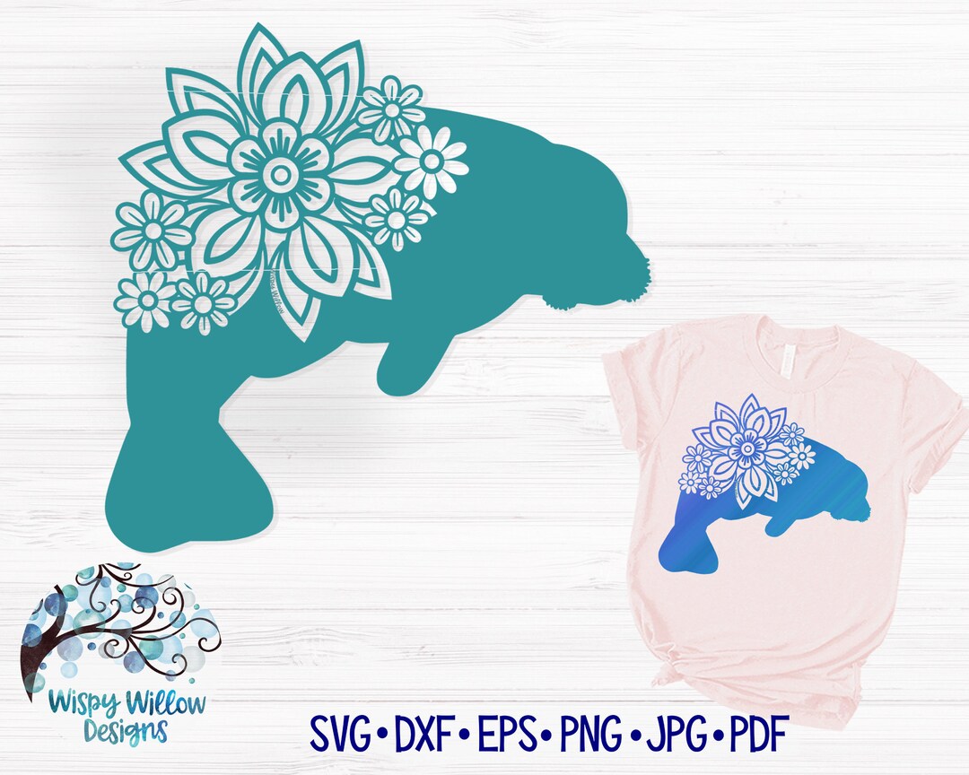 Floral Manatee SVG, Manatee Mandala Svg, Mandala Manatee Svg, Manatee ...