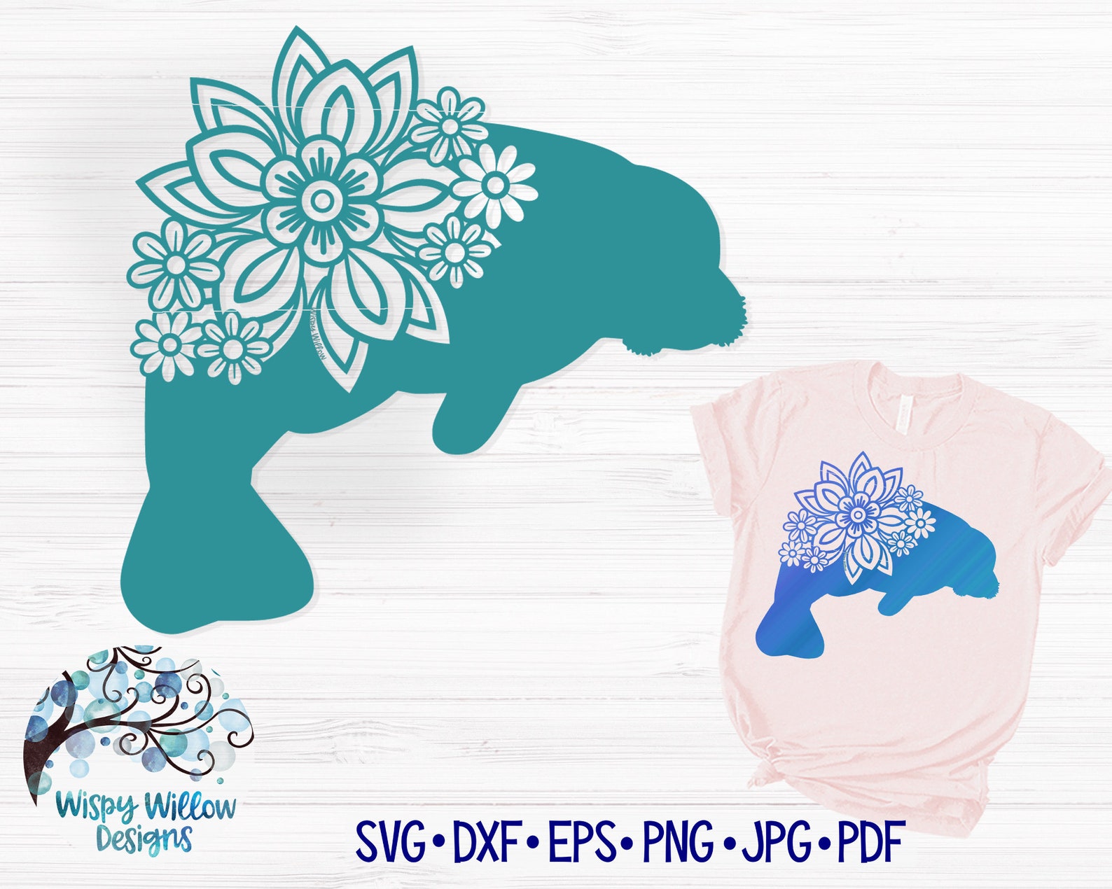 Floral Manatee SVG Manatee Mandala Svg Mandala Manatee Svg - Etsy