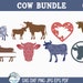 Cow SVG Bundle for Cricut, Cow Head Silhouette Clip Art PNG JPG, Split ...