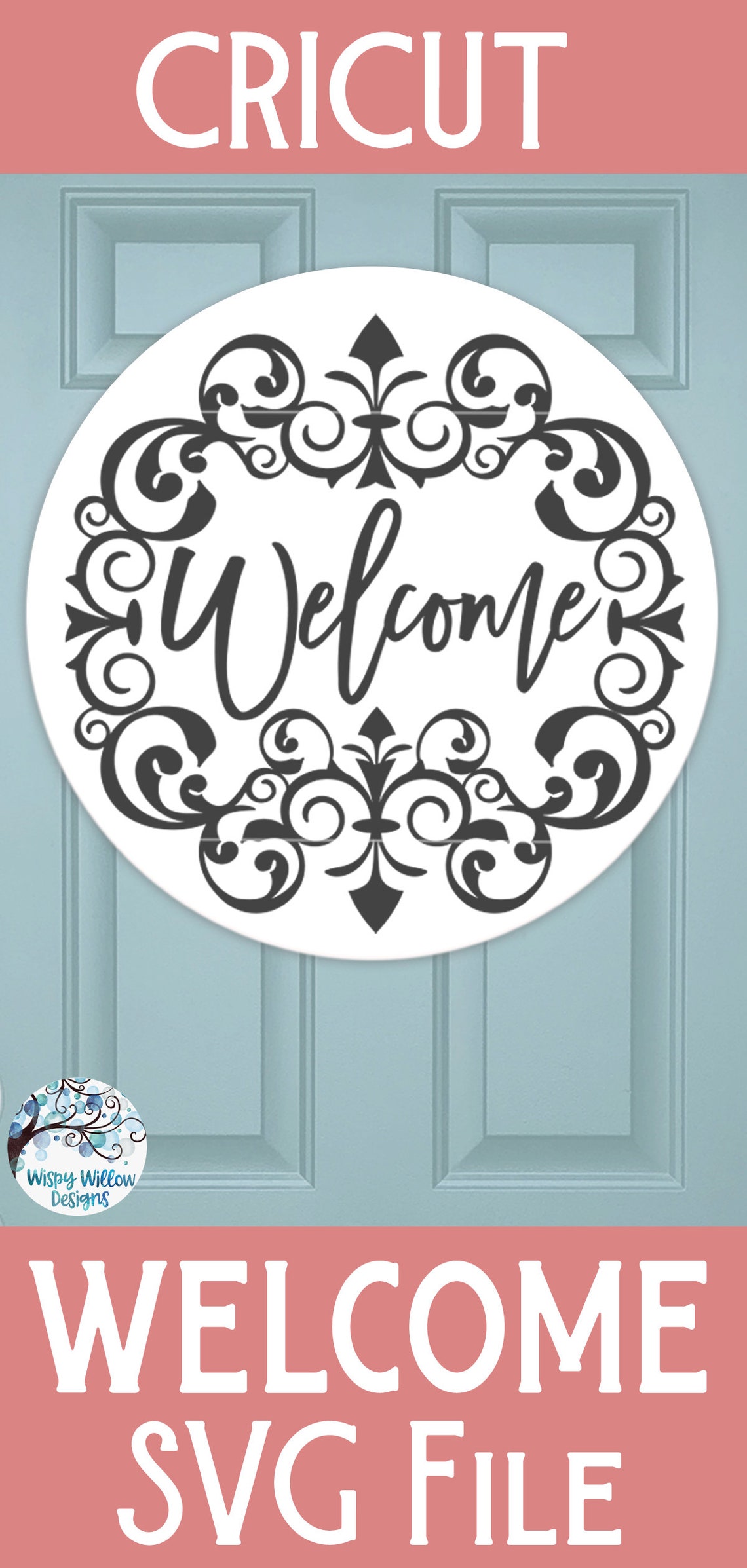 Welcome Sign Svg Elegant Front Door Sign Svg Round Welcome | Etsy