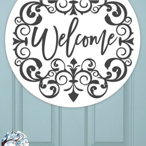 Welcome Sign Svg, Elegant Front Door Sign Svg, Round Welcome Sign Svg ...