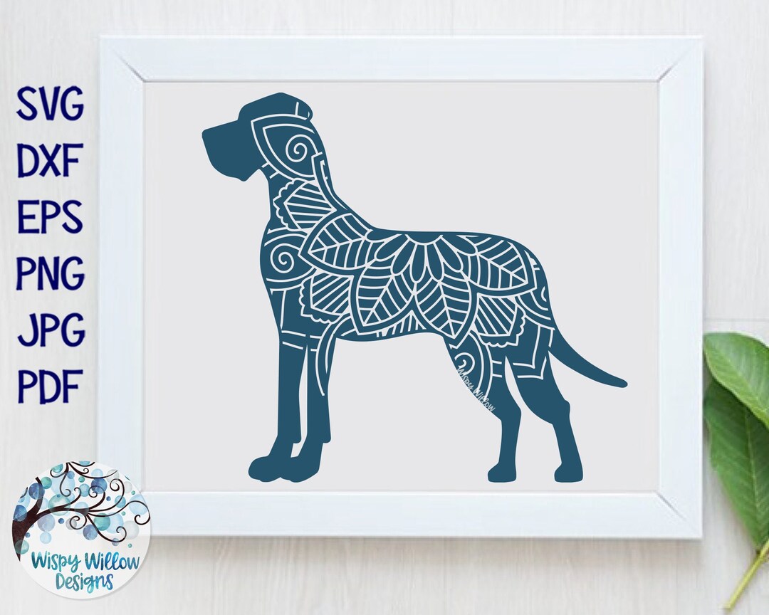 Great Dane Mandala SVG for Cricut, Dog Mandala PNG Clipart, Big Dog ...
