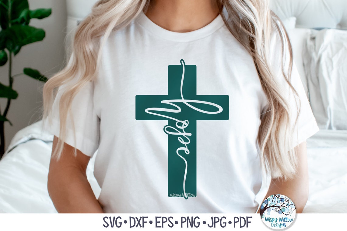 Hope Cross SVG Christian Cross With Hope Script Word | Etsy