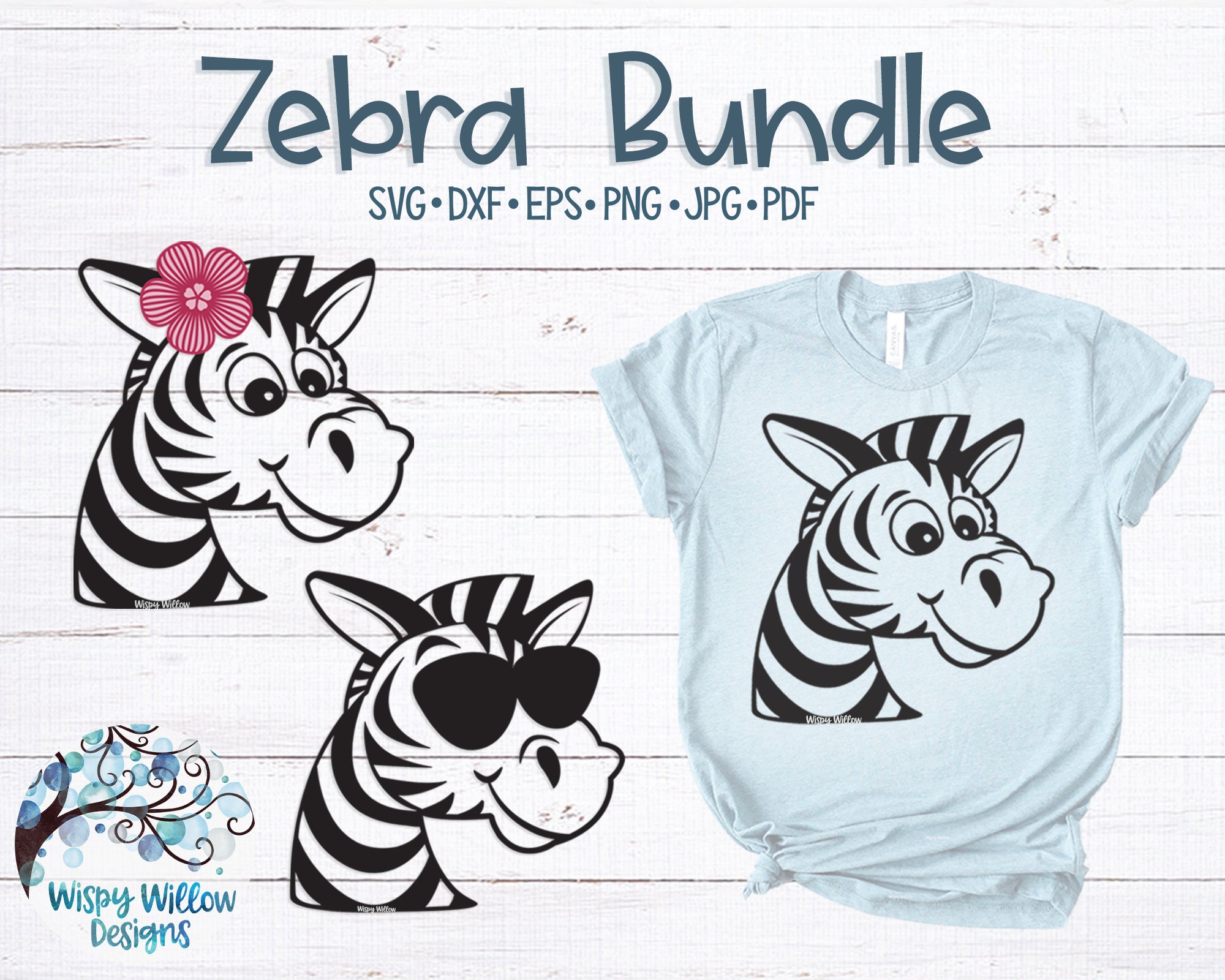 Zebra SVG Bundle Zebra with Flower Svg Cartoon Zebra Face | Etsy