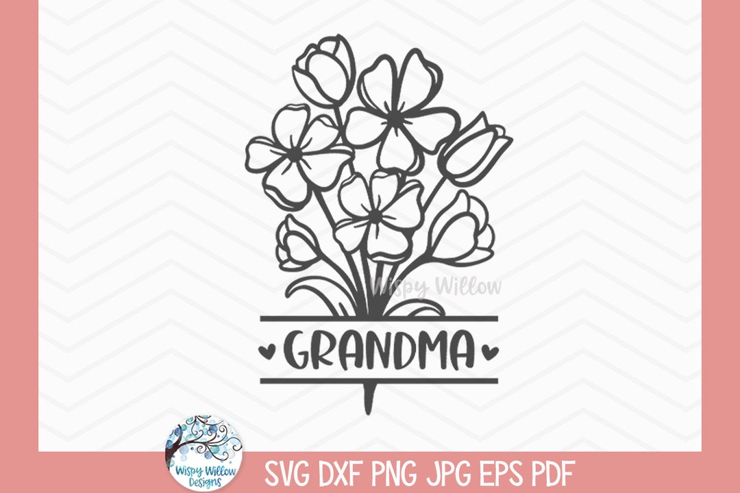 Grandma SVG for Cricut, Grandma Flower Bouquet Shirt Design PNG ...