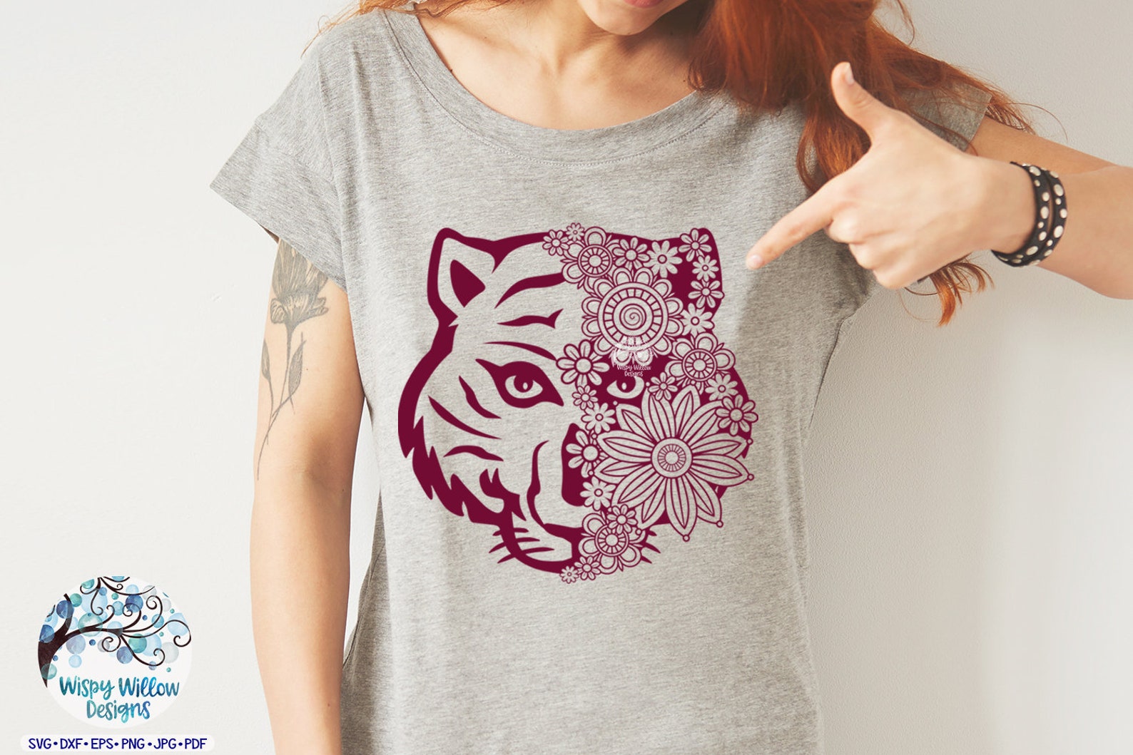 Floral Tiger Face Mandala SVG DXF Png Jpg Tiger Zentangle - Etsy