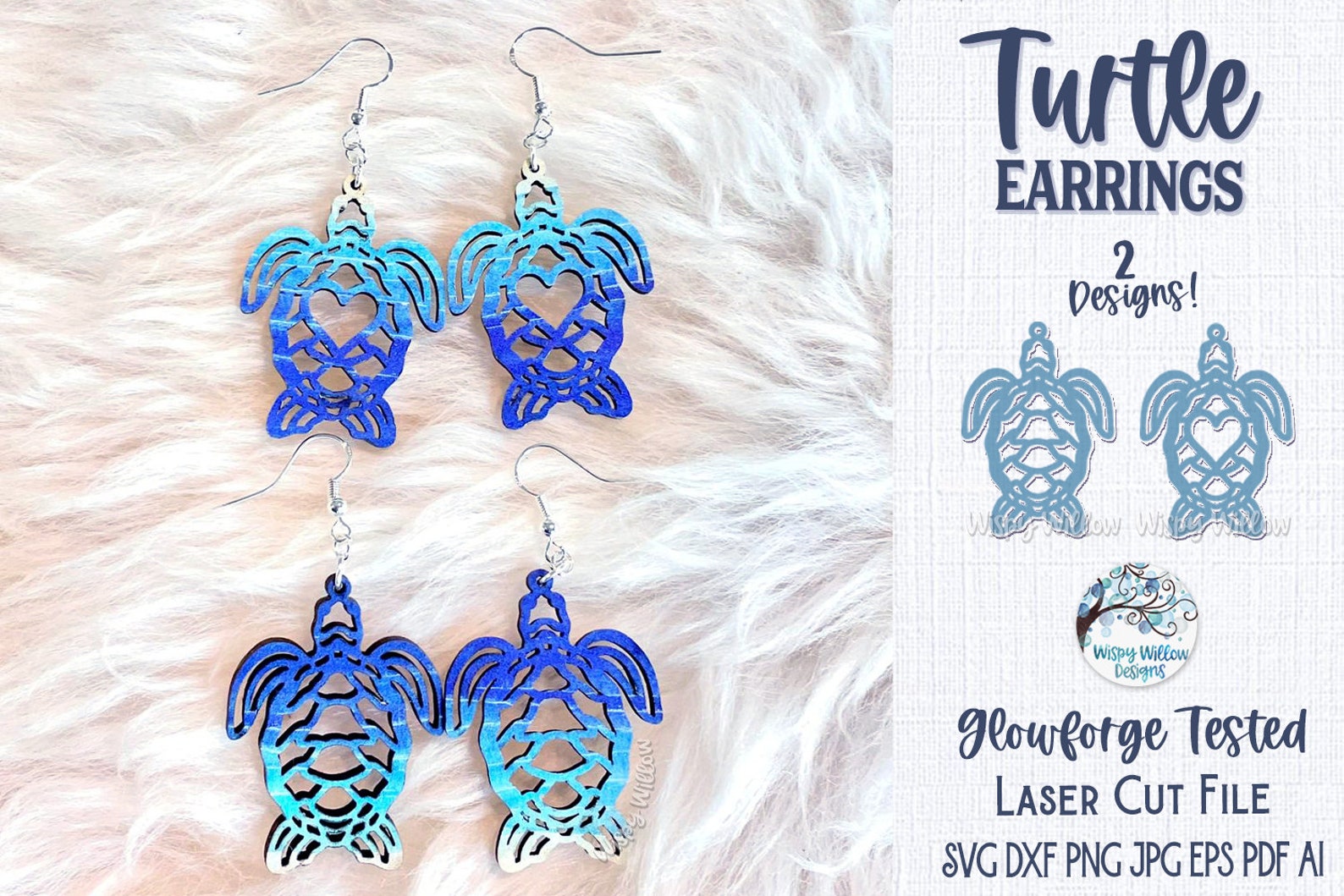 Turtle Earrings SVG File for Glowforge or Laser Cutter, Summer Beach ...