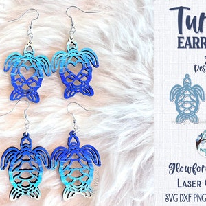 Turtle Earrings SVG File for Glowforge or Laser Cutter, Summer Beach ...