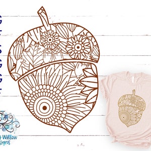Acorn Zentangle SVG, Fall Svg, Fall Acorn Mandala Svg, Acorn Zentangle ...
