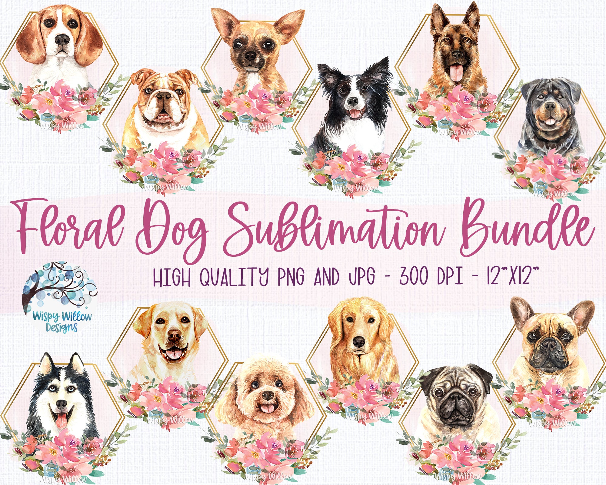 Dog PNG Print Files For Sublimation Blanks Dog Png BUNDLE Art ...