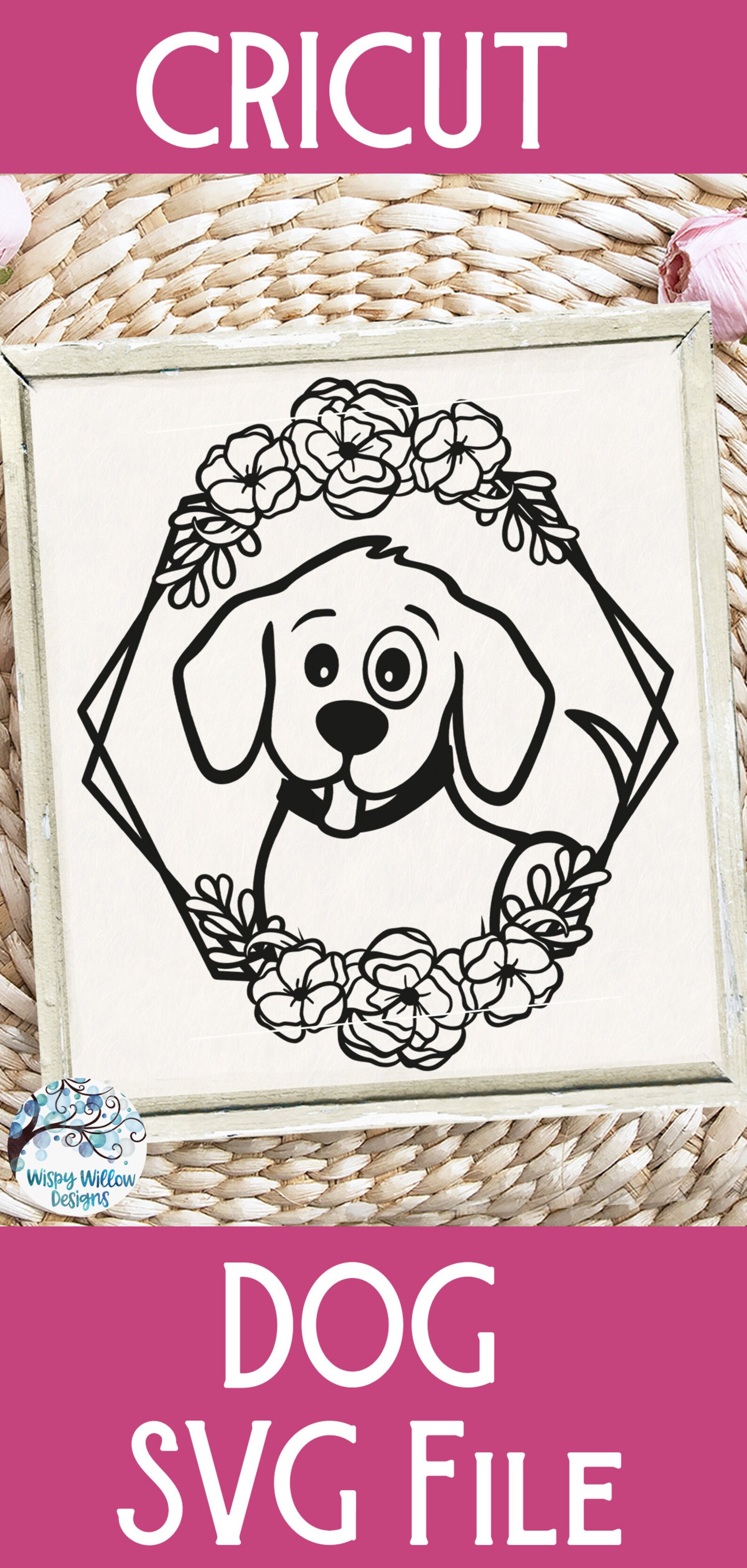 Dog With Flowers SVG Floral Dog Svg Puppy Svg Dog Sign Svg - Etsy