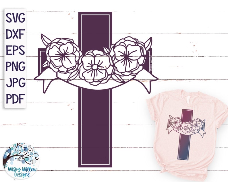 Floral Cross SVG Cross With Flowers SVG Cross With Drape | Etsy