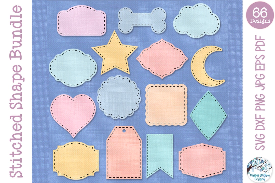 Stitched Shape SVG Bundle for Cricut, Die Cut Cardmaking Silhouette ...