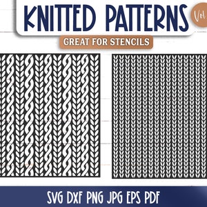 Knitted Pattern SVG Bundle, Knitting Texture Stencils for Cricut, Cable ...