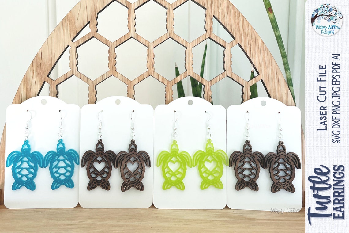 Turtle Earrings SVG File for Glowforge or Laser Cutter Summer - Etsy