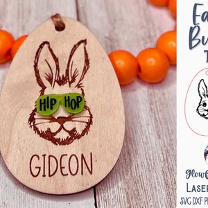Easter Bunny Tag SVG File for Glowforge, Personalized Bunny Tag With ...