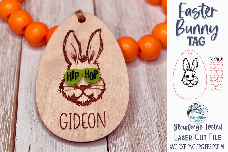 Easter Bunny Tag SVG File for Glowforge Personalized Bunny - Etsy