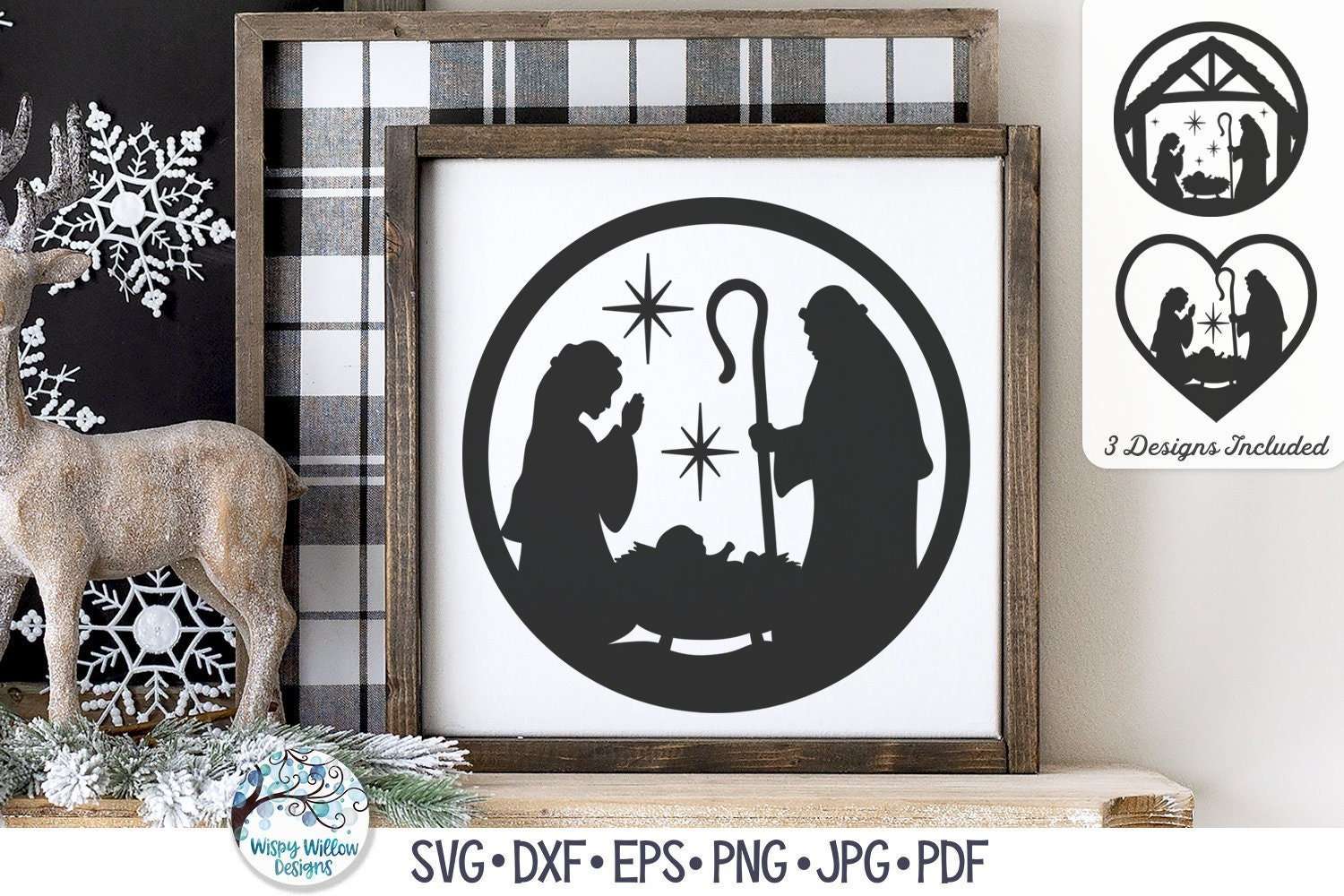 Christmas Nativity Manger SVG Bundle for Cricut, Circle Manger, Heart ...