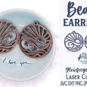 Beach Earring SVG File for Glowforge or Laser Cutter, Sunrise Over ...