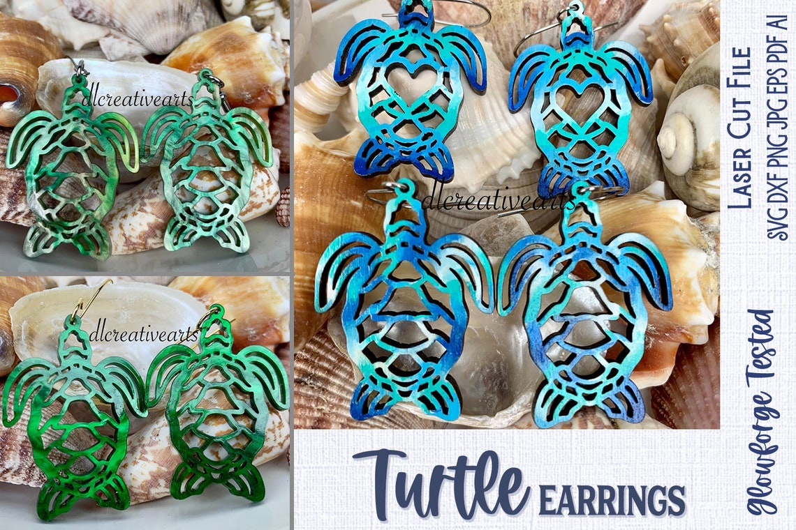 Turtle Earrings SVG File for Glowforge or Laser Cutter Summer - Etsy
