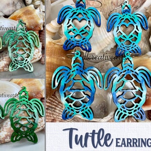 Turtle Earrings SVG File for Glowforge or Laser Cutter, Summer Beach ...