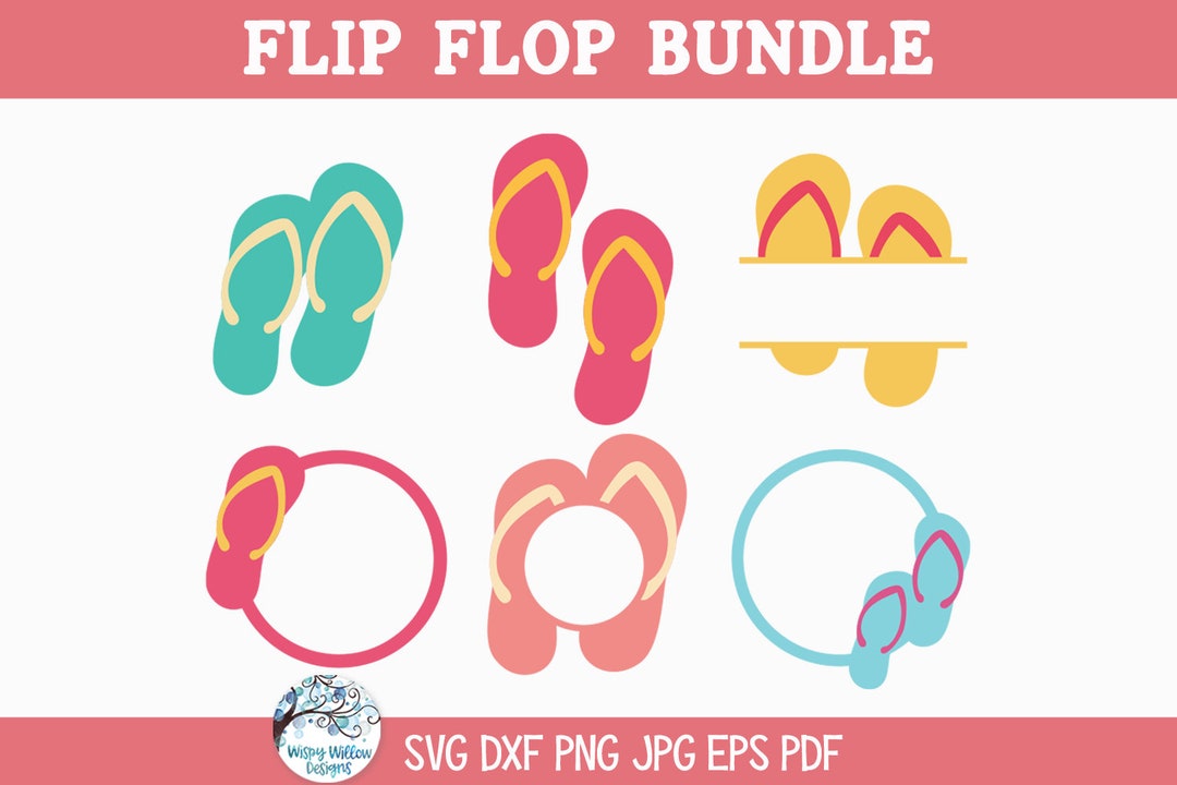 Flip Flop SVG Bundle for Cricut, Sandal Clipart PNG, Summer Vacation ...