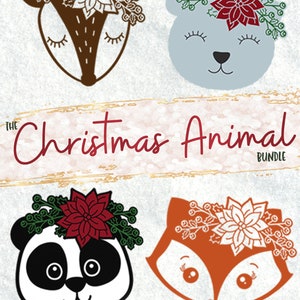 Christmas Animal SVG Bundle, Christmas Animals With Flowers, Winter ...