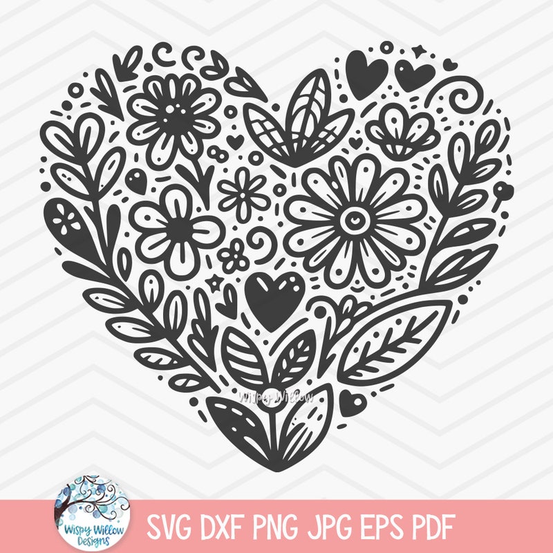 Flower Heart Svg - Etsy