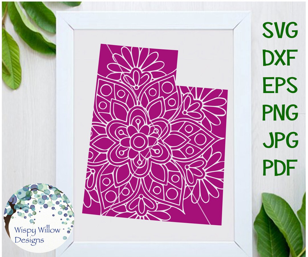Utah Floral Mandala SVG, DXF Pdf Png Digital Download File, UT Svg ...