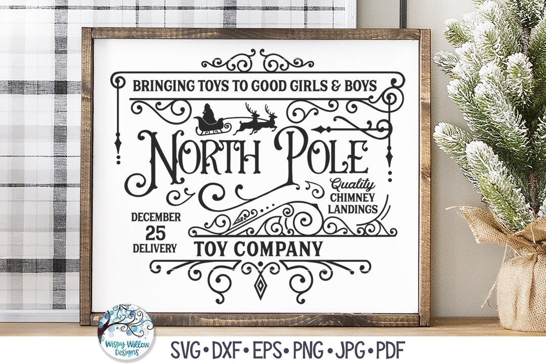 Funny Vintage North Pole Toy Company SVG for Cricut, Retro Victorian ...